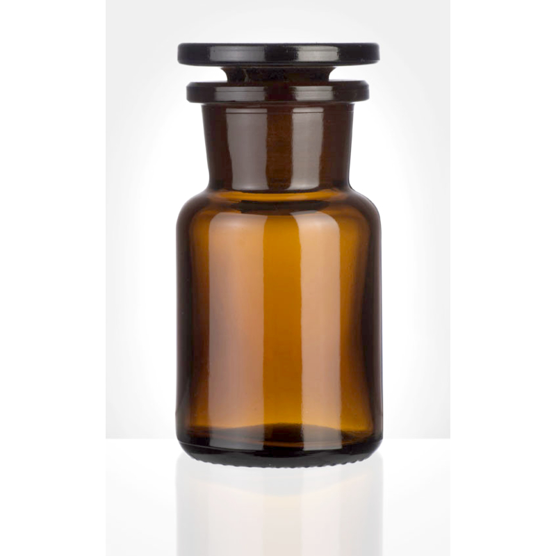 Reagent bottle, amber glass, wide neck, new model, with stopper NS 34/ ...
