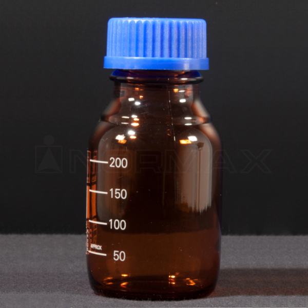 Laboratory bottle amber glass with blue screw cap 1000 ml | Normax ...