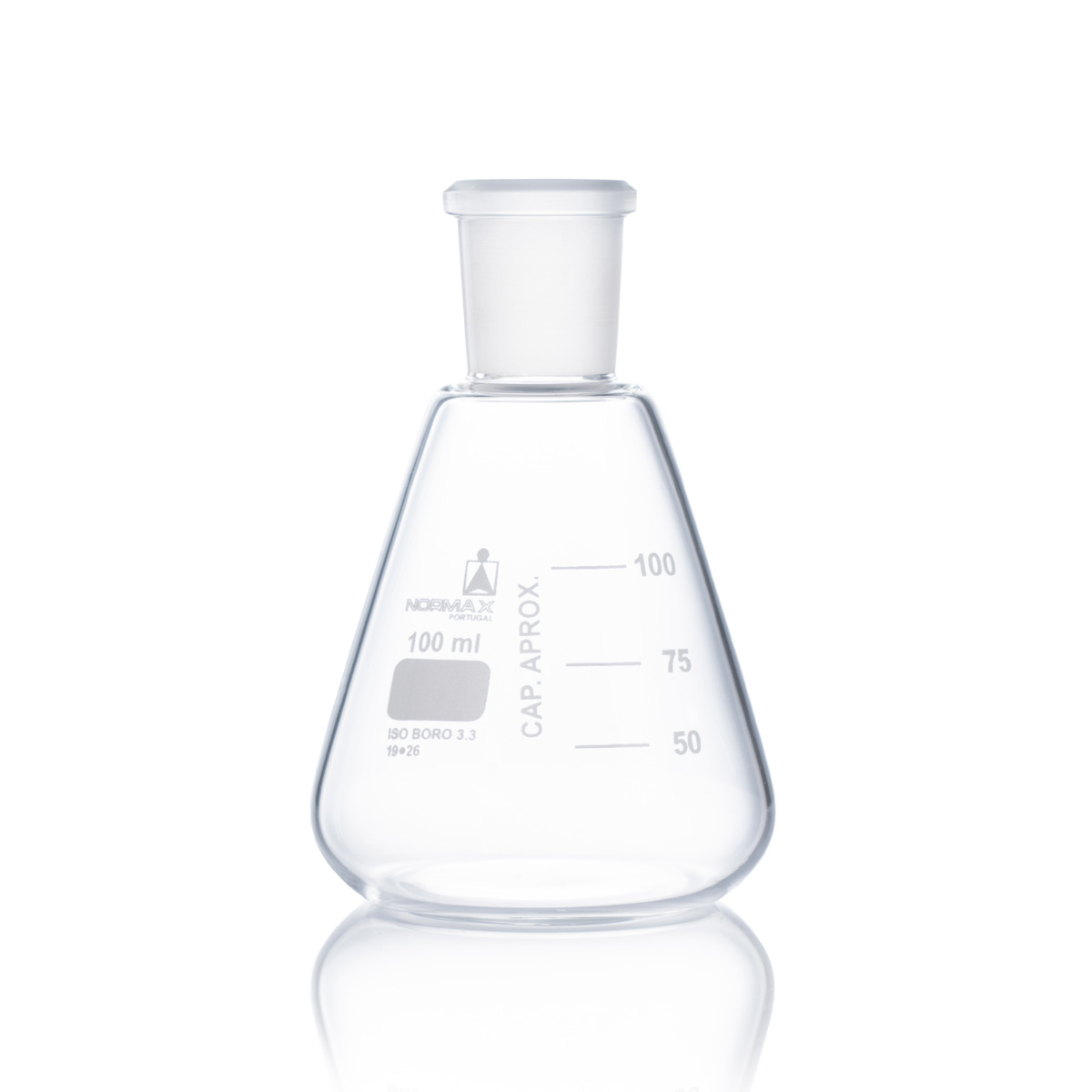 Balão Erlenmeyer NS 19/26 500 ml | Normax - Fábrica de Vidros Científicos